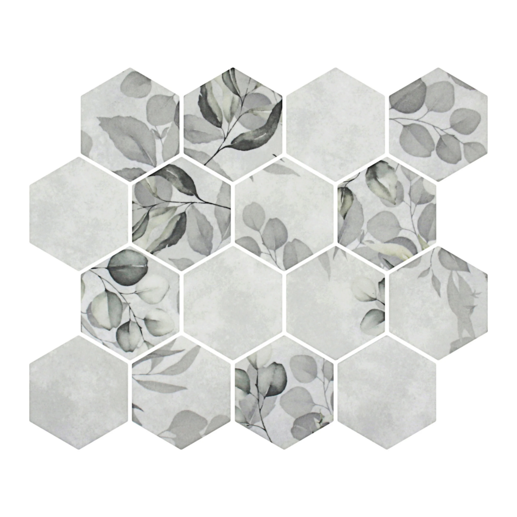 Calla 3″ Hexagon Mosaic | 12x10 Inches | Botanicals | In Stock